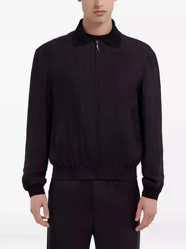 Roberto Cavalli Ribbed-collar Bomber Jacket