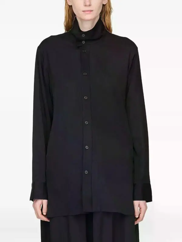 Y3 High-neck Curved-hem Shirt