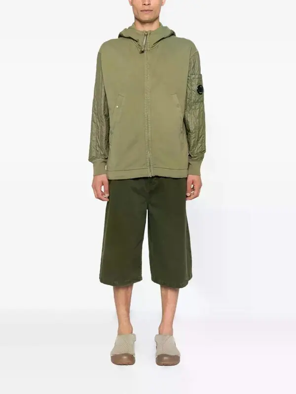 C.P. COMPANY Quilted-sleeve Zip-up Hooded Jacket