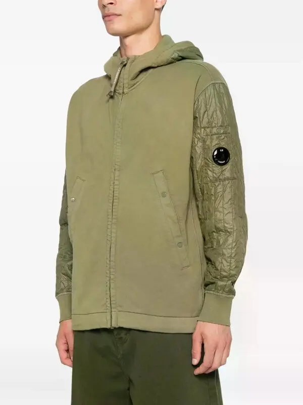 C.P. COMPANY Quilted-sleeve Zip-up Hooded Jacket