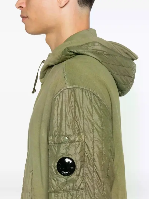 C.P. COMPANY Quilted-sleeve Zip-up Hooded Jacket