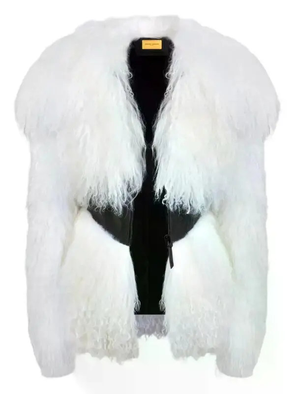 CHRISTINA CRAWFORD Shearling Leather-trimmed Jacket - White