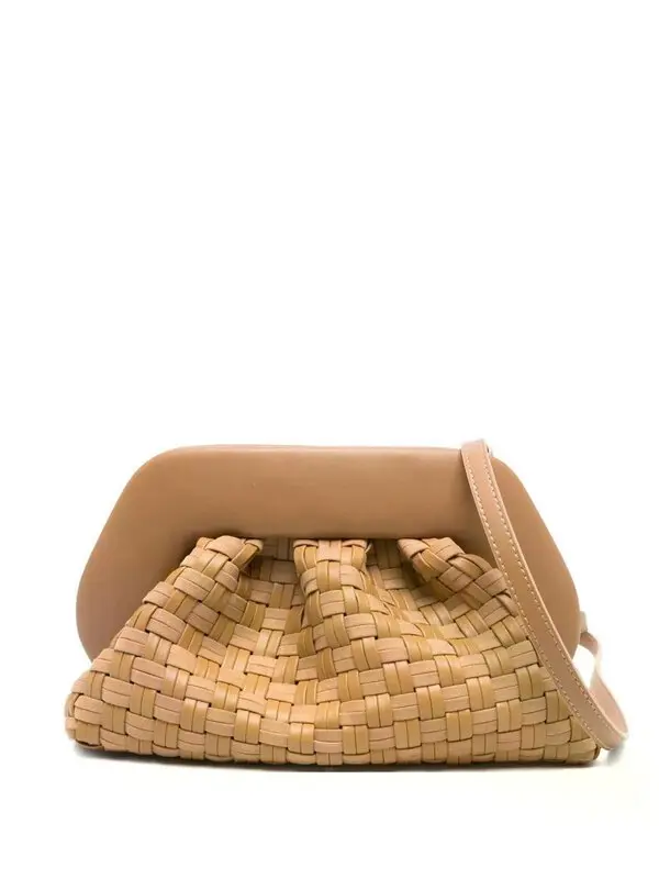 THEMOIRE Woven Gathered Clutch - Neutrals