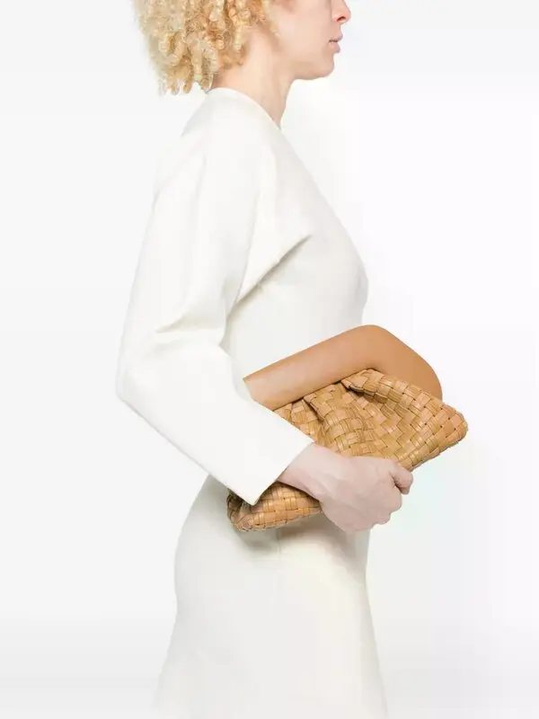 THEMOIRE Woven Gathered Clutch - Neutrals