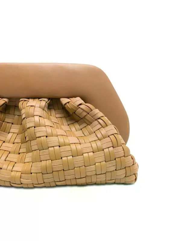 THEMOIRE Woven Gathered Clutch - Neutrals