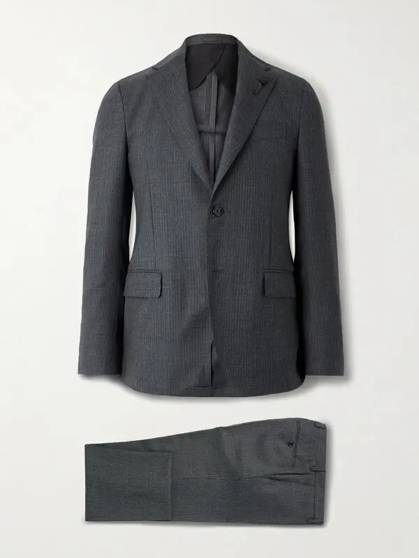 LARDINI Striped Virgin Wool Suit