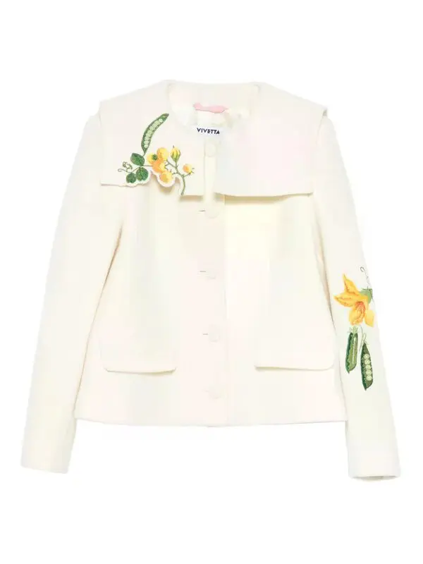Vivetta Floral-embroidered Collar Jacket - White