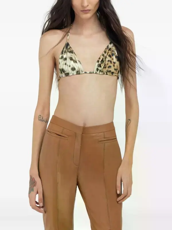 Roberto Cavalli Leopard-print Triangle Bikini Top