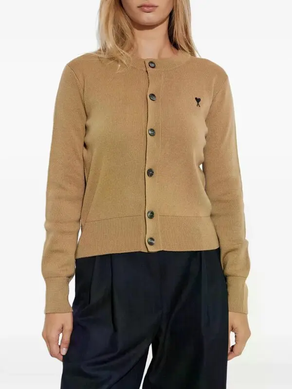 AMI Paris Heart-logo Buttoned Wool Cardigan