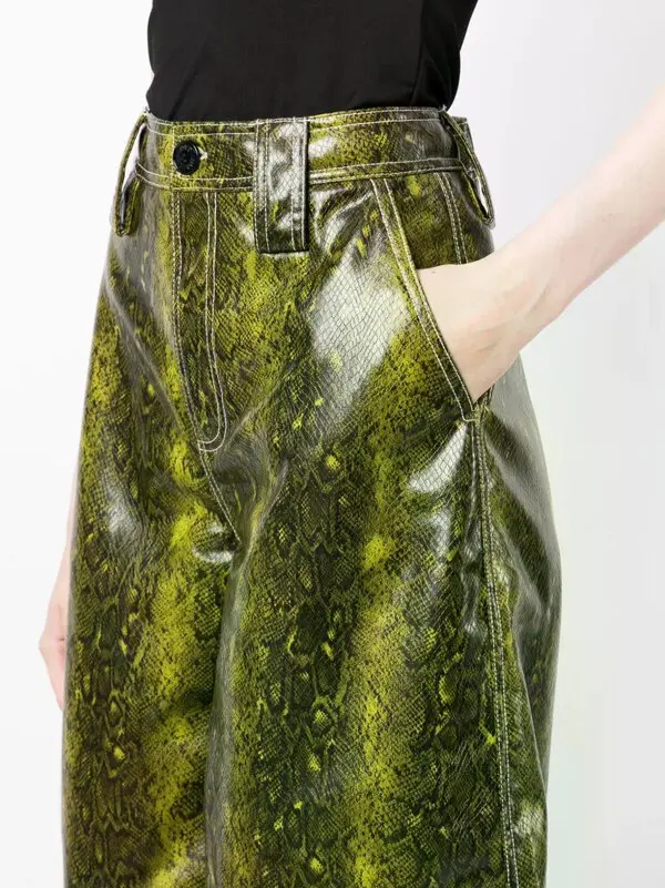 GANNI Faux-leather Snake-print Shorts