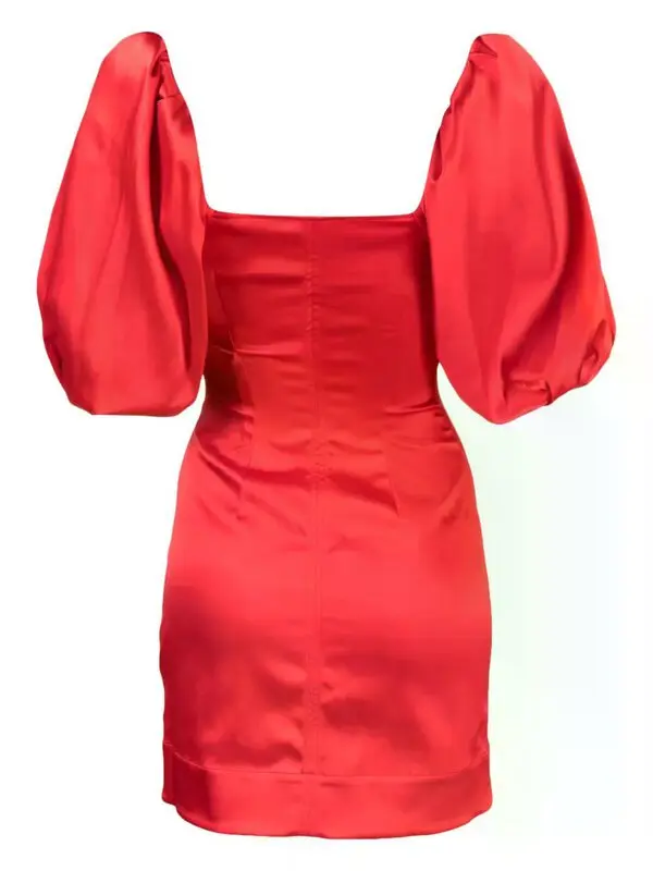 GANNI Double-satin Puff-sleeve Minidress