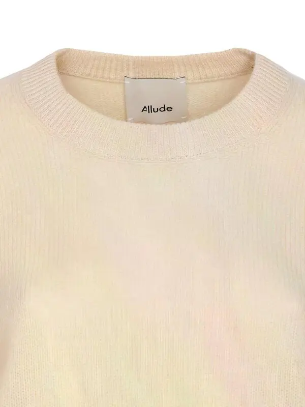 ALLUDE Ribbed Crew-neck Sweater - Neutrals