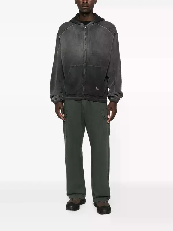 ROA Waffle-knit Zip-up Hoodie - Black