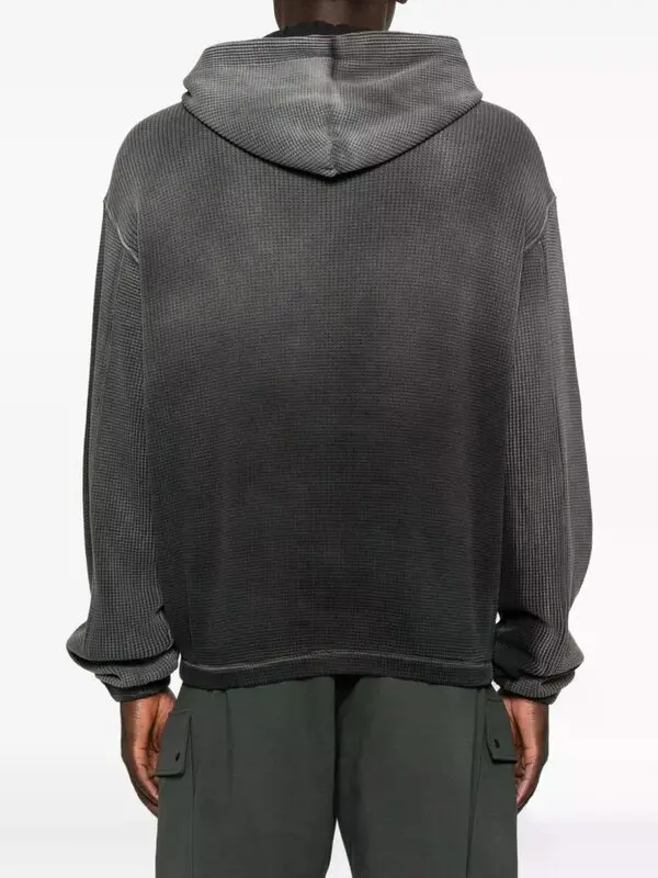 ROA Waffle-knit Zip-up Hoodie - Black