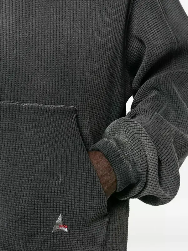 ROA Waffle-knit Zip-up Hoodie - Black