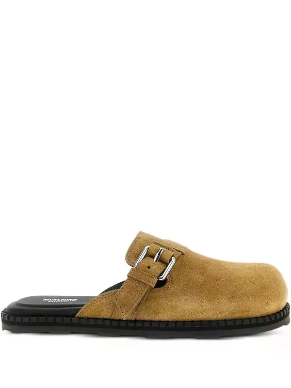 Moschino Buckled-strap Suede Mules