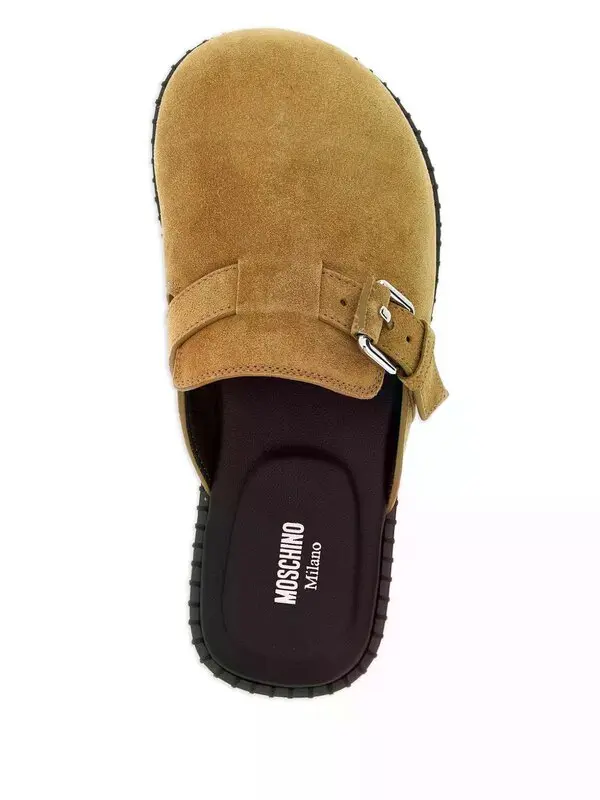 Moschino Buckled-strap Suede Mules