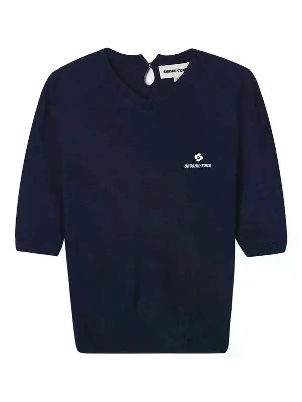 SHUSHU/TONG Logo-print Top With Puff Sleeves