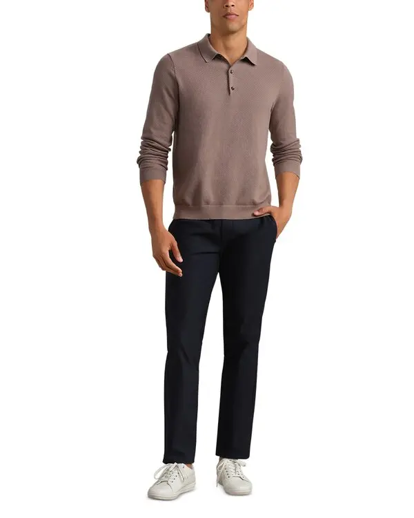 RHONE Regular Fit Long Sleeve Sweater Polo - Foggy Taupe Heather