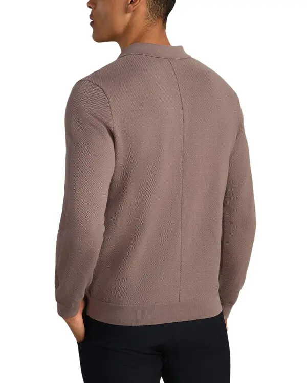 RHONE Regular Fit Long Sleeve Sweater Polo - Foggy Taupe Heather