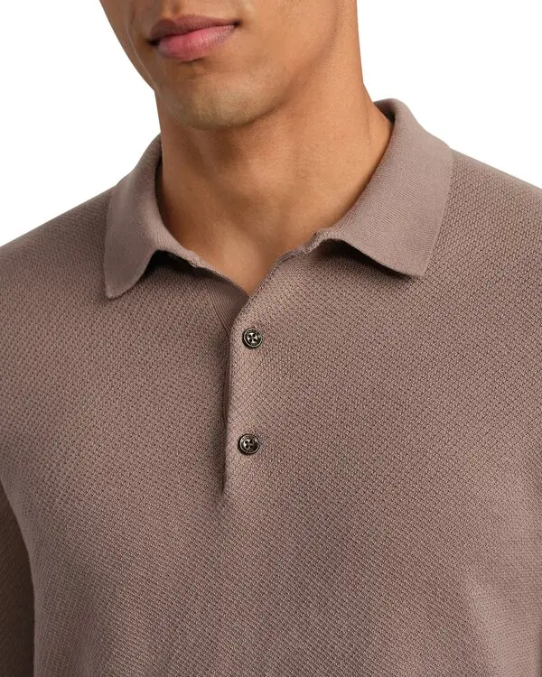 RHONE Regular Fit Long Sleeve Sweater Polo - Foggy Taupe Heather