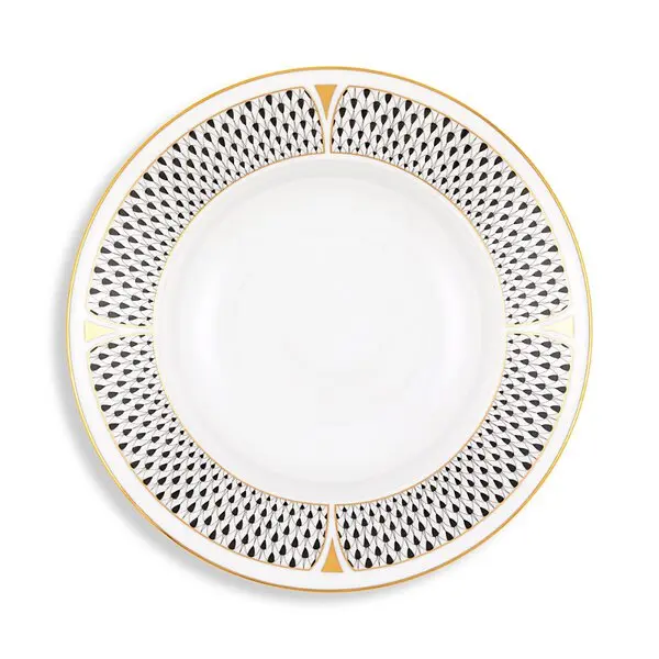 HEREND Porcelain Rimmed Soup Plate - Black