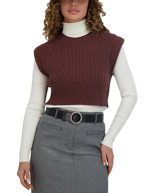 POINT Cable Knit Vest - Chocolate