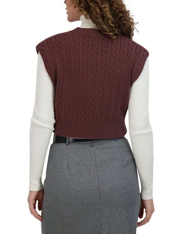POINT Cable Knit Vest - Chocolate