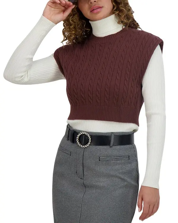 POINT Cable Knit Vest - Chocolate