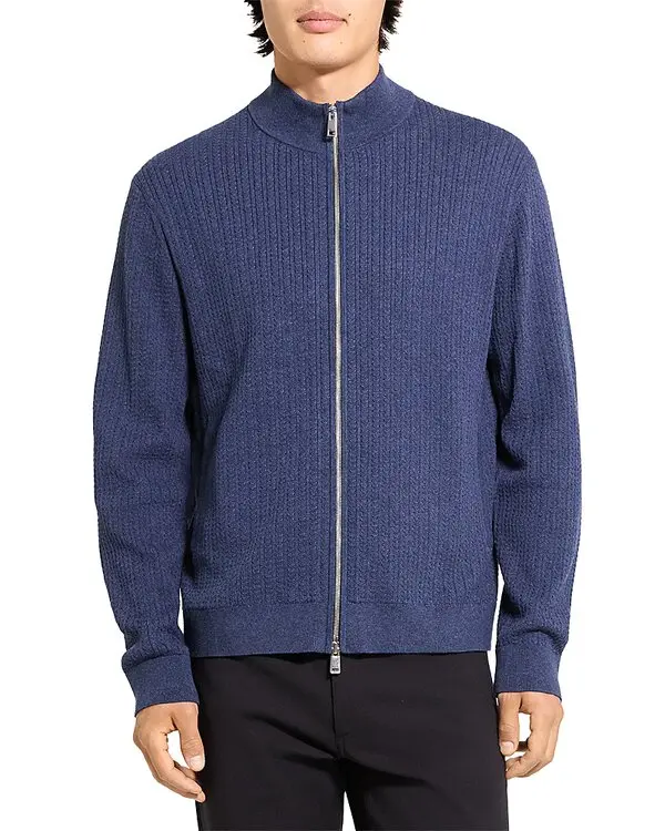 Theory Walton Textured Sweater Jacket - Light Baltic Melange