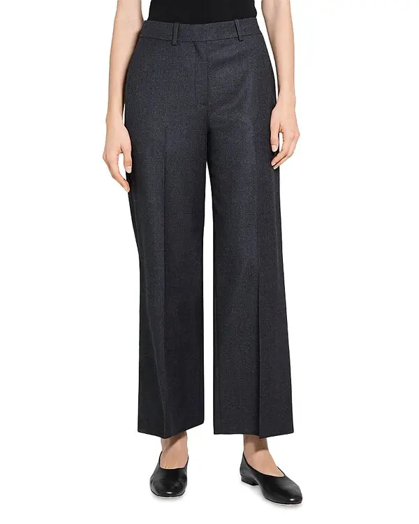 Theory Classic Wide Leg Trousers - New Charcoal Melange