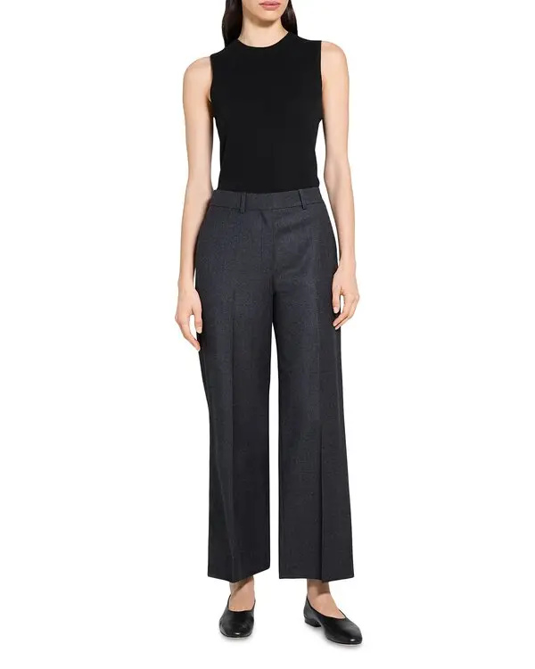 Theory Classic Wide Leg Trousers - New Charcoal Melange