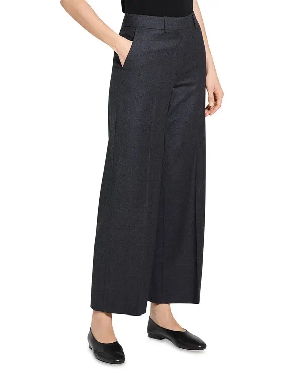 Theory Classic Wide Leg Trousers - New Charcoal Melange