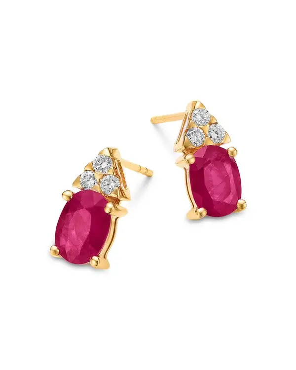 Bloomingdale'S Ruby And Diamond Stud Earrings