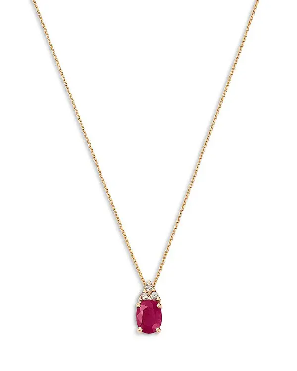 Bloomingdale'S Ruby And Diamond Pendant Necklace - Red/gold