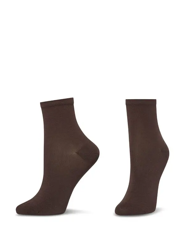 Hue Sleek Lightweight Crew Socks - Chocolate