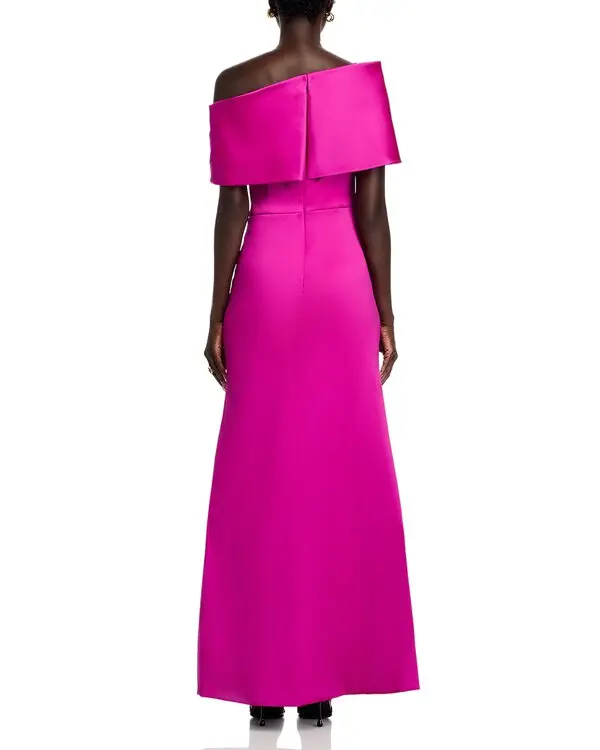 Rickie Freeman For Teri Jon Mikado Asymmetric Gown - Raspberry |  Editorialist