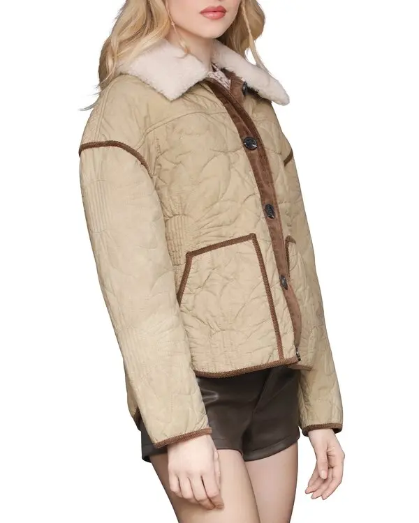 Avec Les Filles Contrast Trim Quilted Jacket