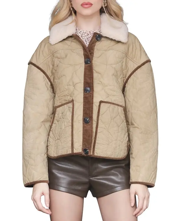 Avec Les Filles Contrast Trim Quilted Jacket