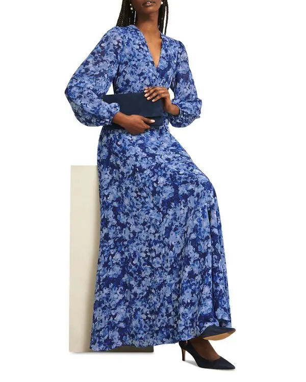 HOBBS LONDON Printed Maxi Dress - Blue Multi