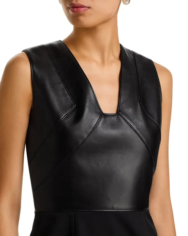 BOSS Drumialda Leather & Wool Midi Dress