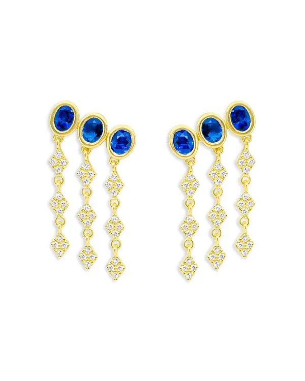 Meira T 14k Yellow Gold Sapphire And Diamond Fringe Drop Earrings - Blue/gold