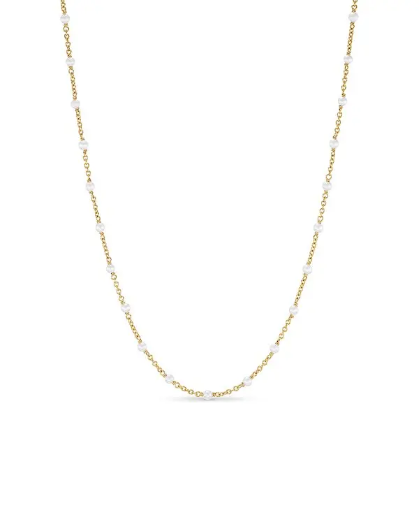 David Yurman 18k Yellow Pearl Station Necklace - Gold