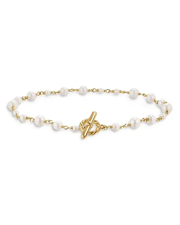 David Yurman 18k Yellow And Pearl Toggle Chain Bracelet - Gold