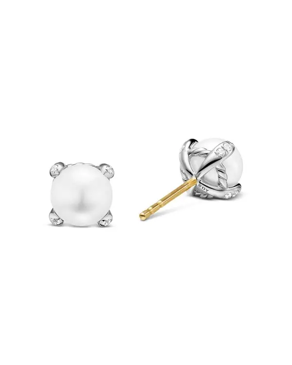 David Yurman Pearl And Diamond Stud Earrings