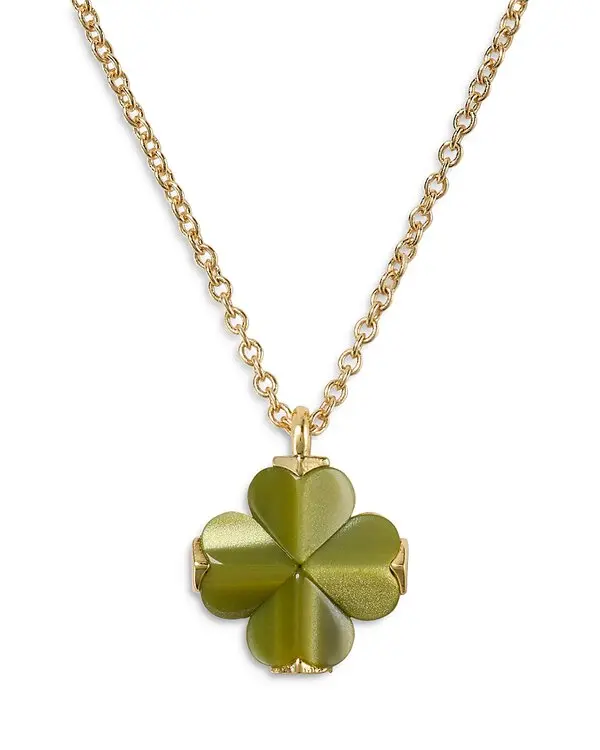 Kate Spade New York Spade Flower Mini Pendant Necklace - Green/gold