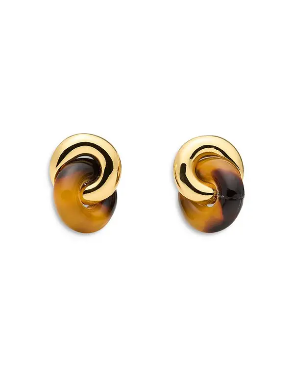 Kate Spade New York Interlock Tortoiseshell Look Stud Earrings - Brown/gold