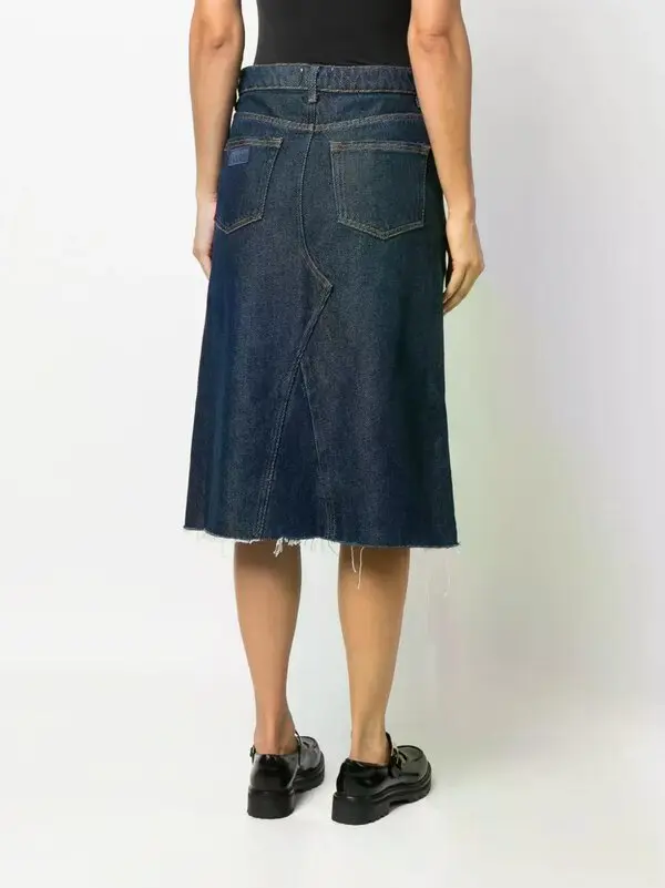 GANNI Heavy Raw-cut Hem Denim Midi Skirt