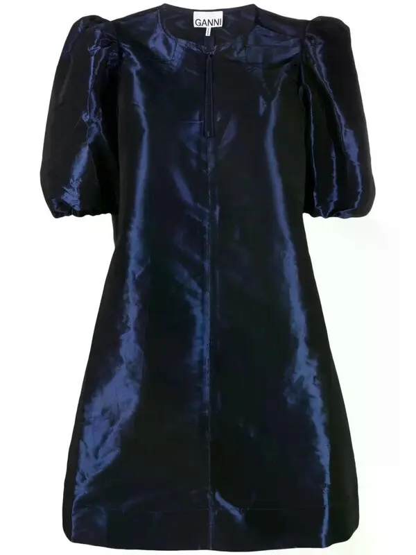 GANNI Taffeta Puff-sleeves Minidress