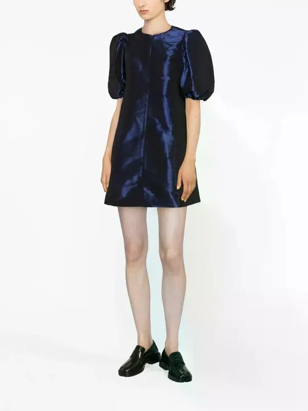 GANNI Taffeta Puff-sleeves Minidress